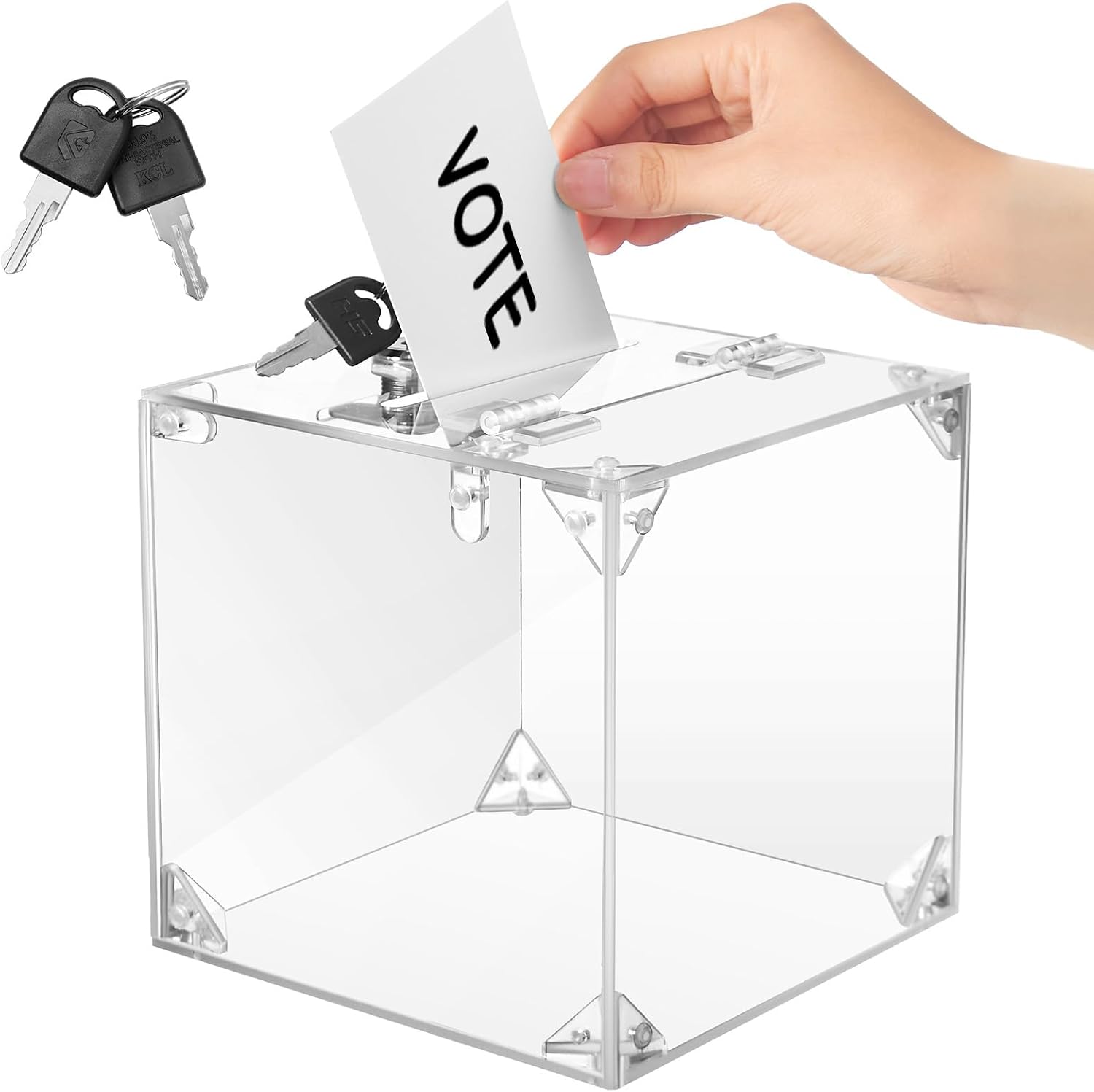 Amazon.com: Lineshading Acrylic Donation Box with Lock and Slot 6 x 6 x ...