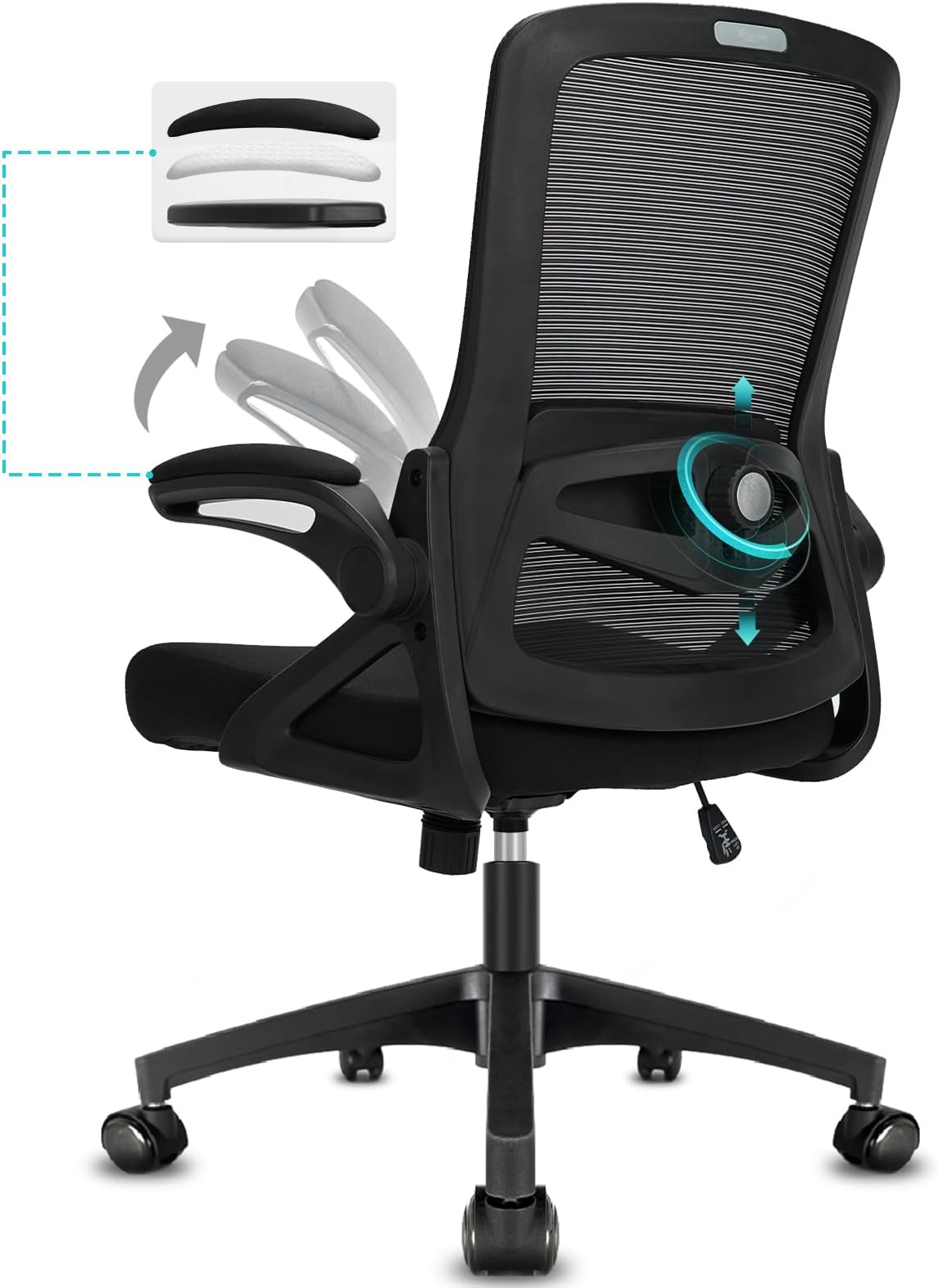 Office Chair Ergonomic Desk Chair, With Adjustable Armrests and Lumbar ...