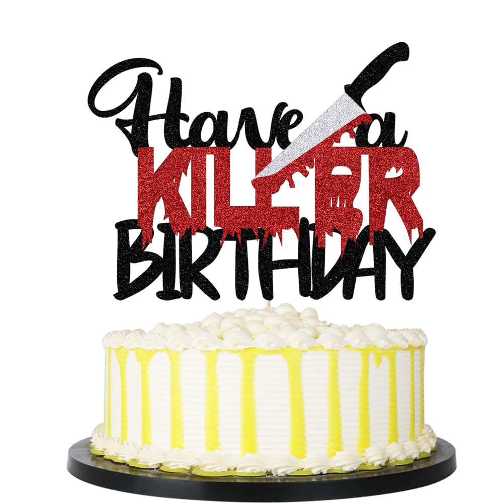 Amazon.com: PALASASA Have a Killer Birthday Glitter Cake Topper,For ...