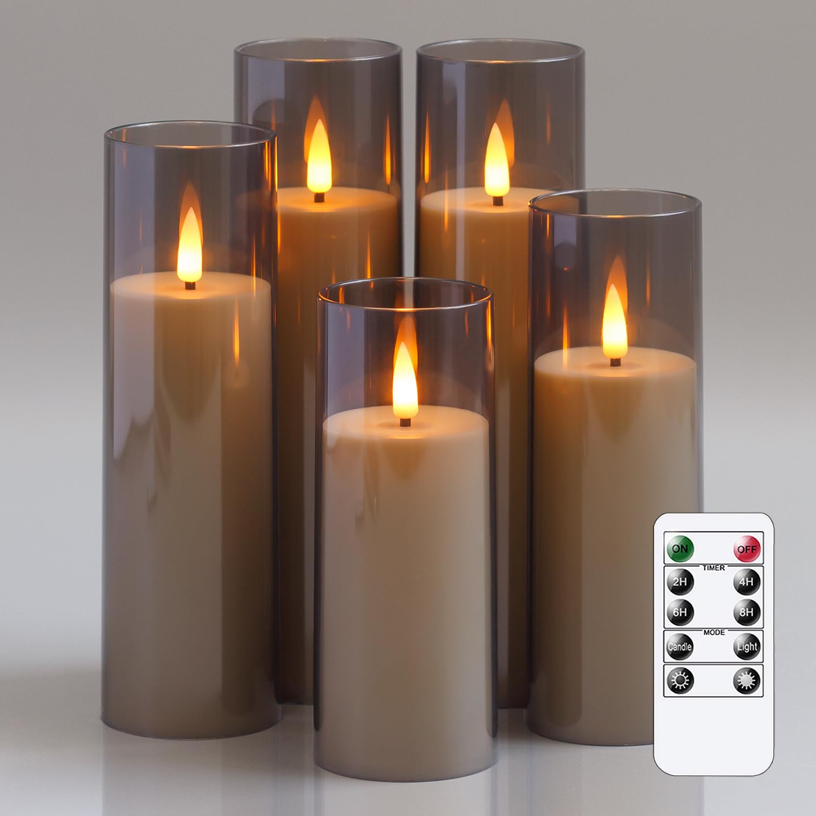 Yeelida Flameless Flickering Candles with Remote Control and Timer ...