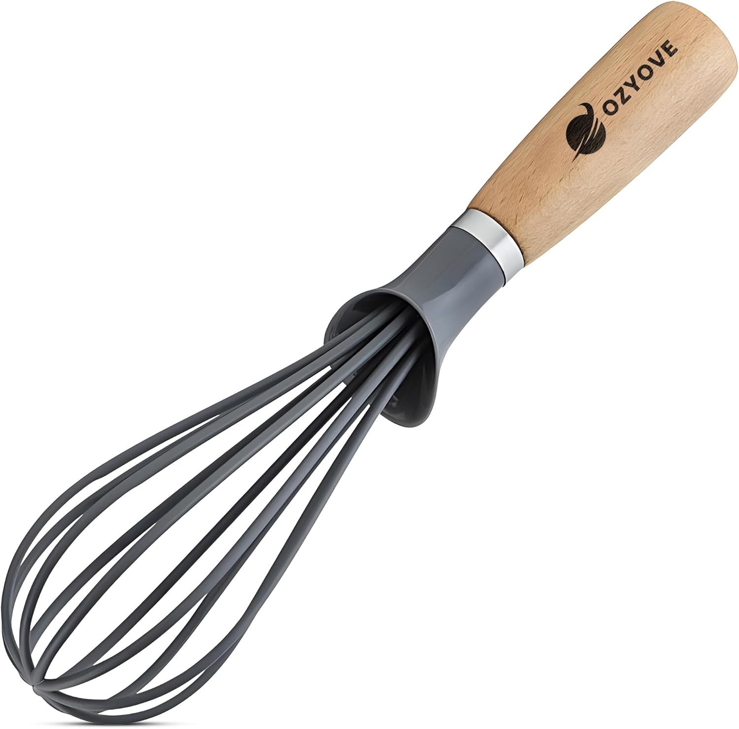 Amazon.com: Modern Kitchen Whisk with Wooden Handle, Gray Silicone ...