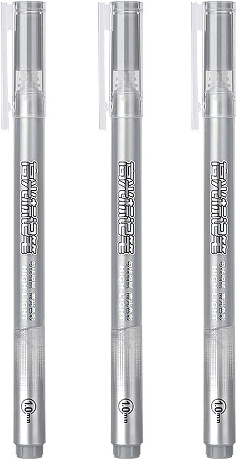 Silver Pens Metallic Gel Ink 1.0mm Tip Marker Rollerball Highlighter ...