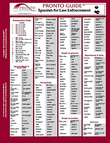 Spanish for Law Enforcement Pronto Guide (English and Spanish Edition ...