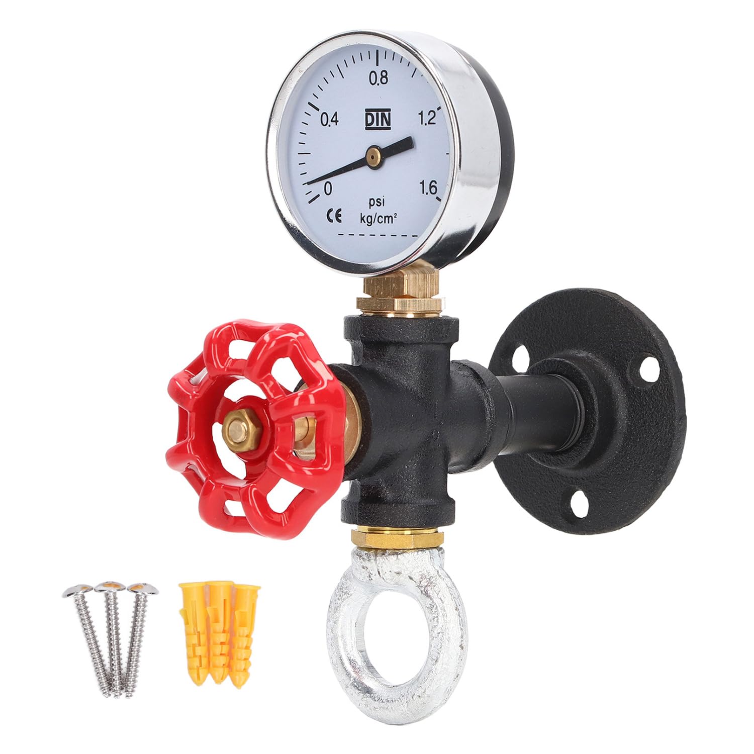 Amazon.com: Tissting Industrial Pipe Red Handwheel Coat Hook Rack Heavy Duty Rustic Clothes ...