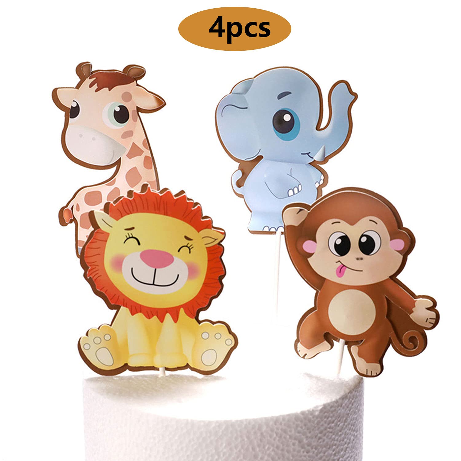 Animal Theme Cake Toppers Set Boy Girl Birthday Party Cupcake Toppers ...