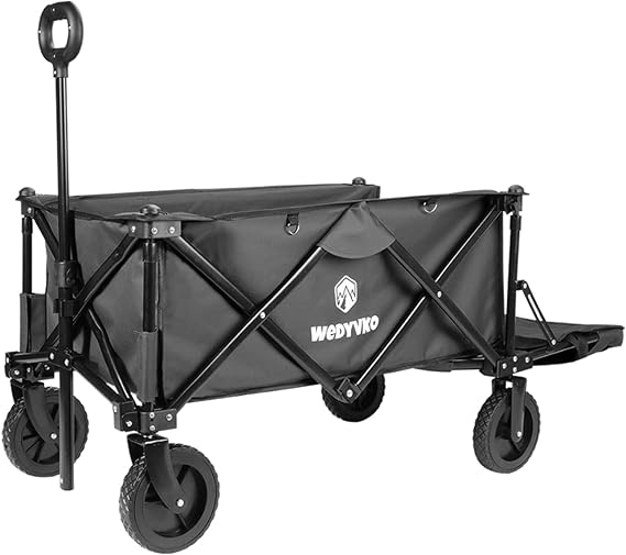 Bollerwagen Faltbar Strand Transportwagen mit, Extrem Klappbarer Handwagen 4 Reifen, Praktischer ...