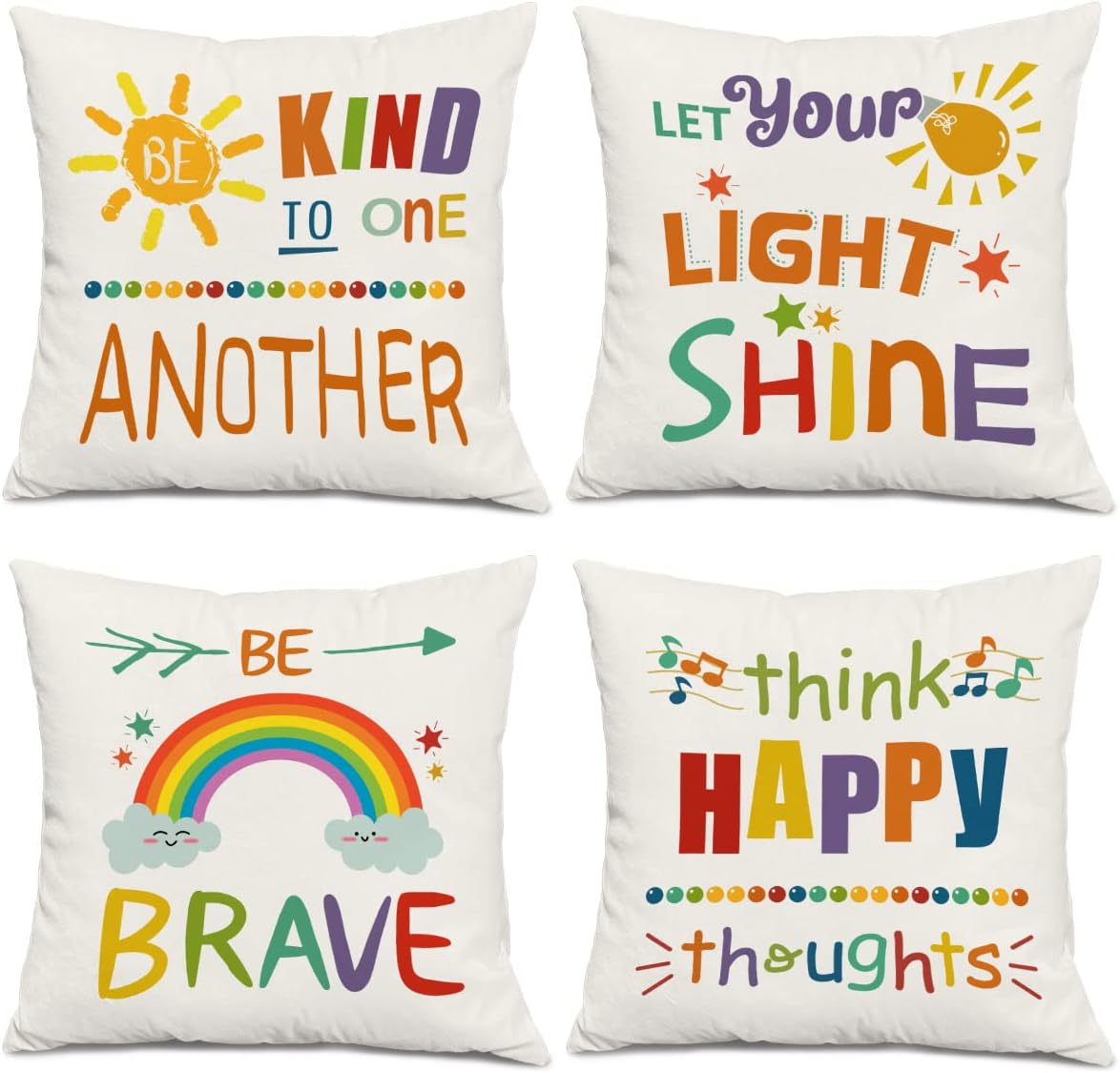 Amazon.com: YGGQF Rainbow ABC Square Throw Pillow Cover Colorful ...