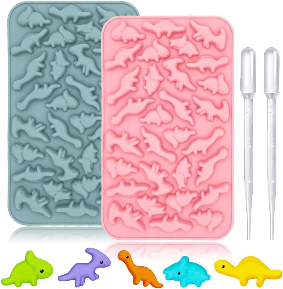Amazon.com: 2 Pack Dinosaur Gummy Molds 30 Cavities Mini Candy Ancient ...