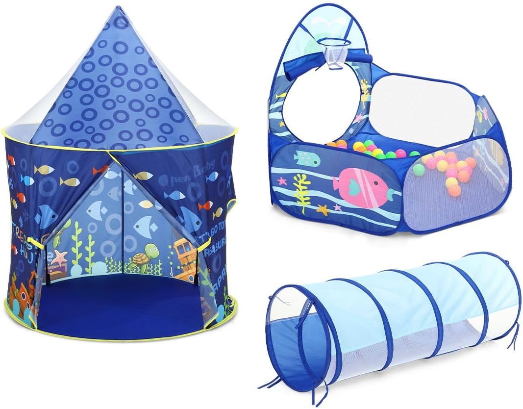 Kids Play Tent Pop Up Play Teepee Tent Crawl Tunnel Playhouse Ball Pit ...