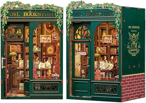 Amazon.com: Hands Craft DIY Miniature Kit Book Nook - Owl Bookstore ...