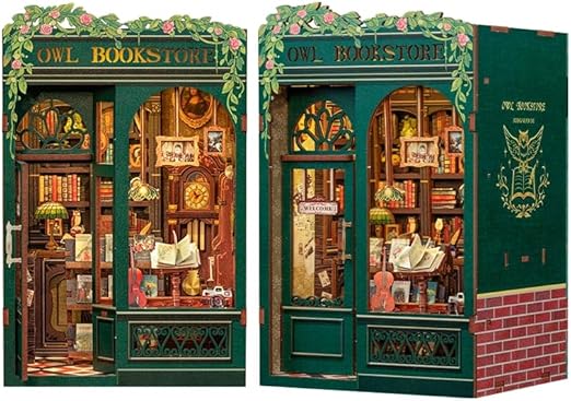 Amazon.com: Hands Craft DIY Miniature Kit Book Nook - Owl Bookstore ...