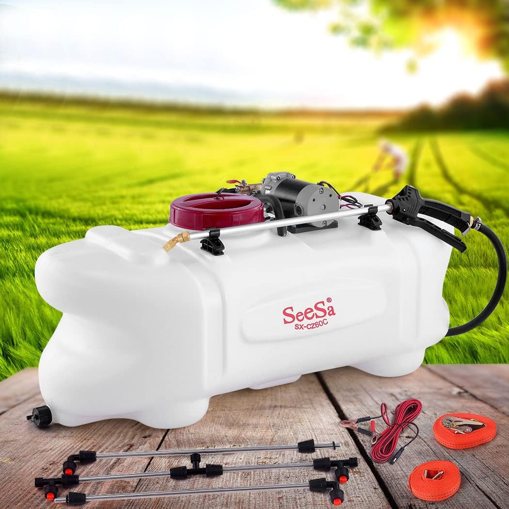 SeeSa 100L Weed Sprayer 1.5M Boom 12V Pump Tank Self-Priming Pump 5M ...
