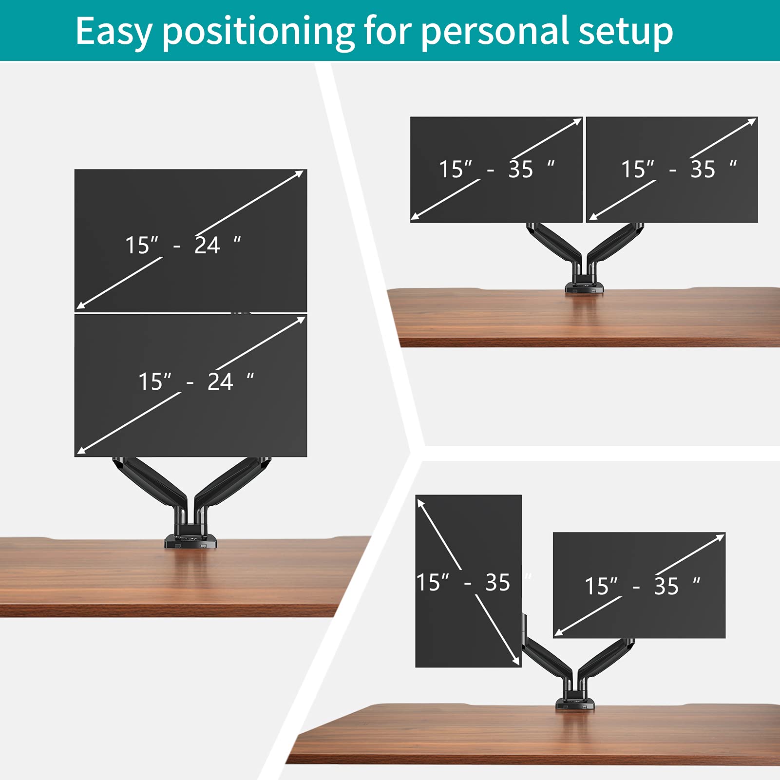 Buy Dual Monitor Mount Stand fits 22 to 35 inches Ultrawide Computer ...