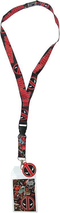 Amazon.com: Marvel Deadpool Lanyard ID Holder with 2" Rubber Charm ...