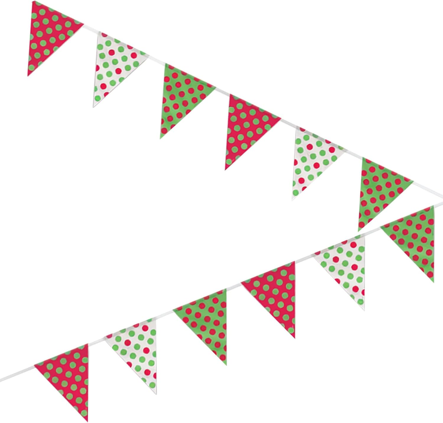 Amazon.com: Unique Polka Dots Pennant Flag Banner, 12 Ft, Red & Green ...
