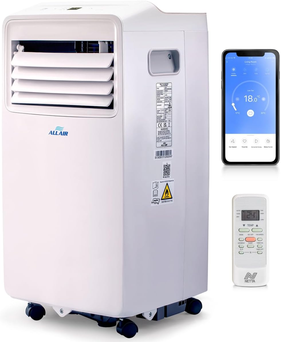 NETTA Portable Air Conditioner 3-IN-1 8000BTU, Dehumidifier, Cooling ...