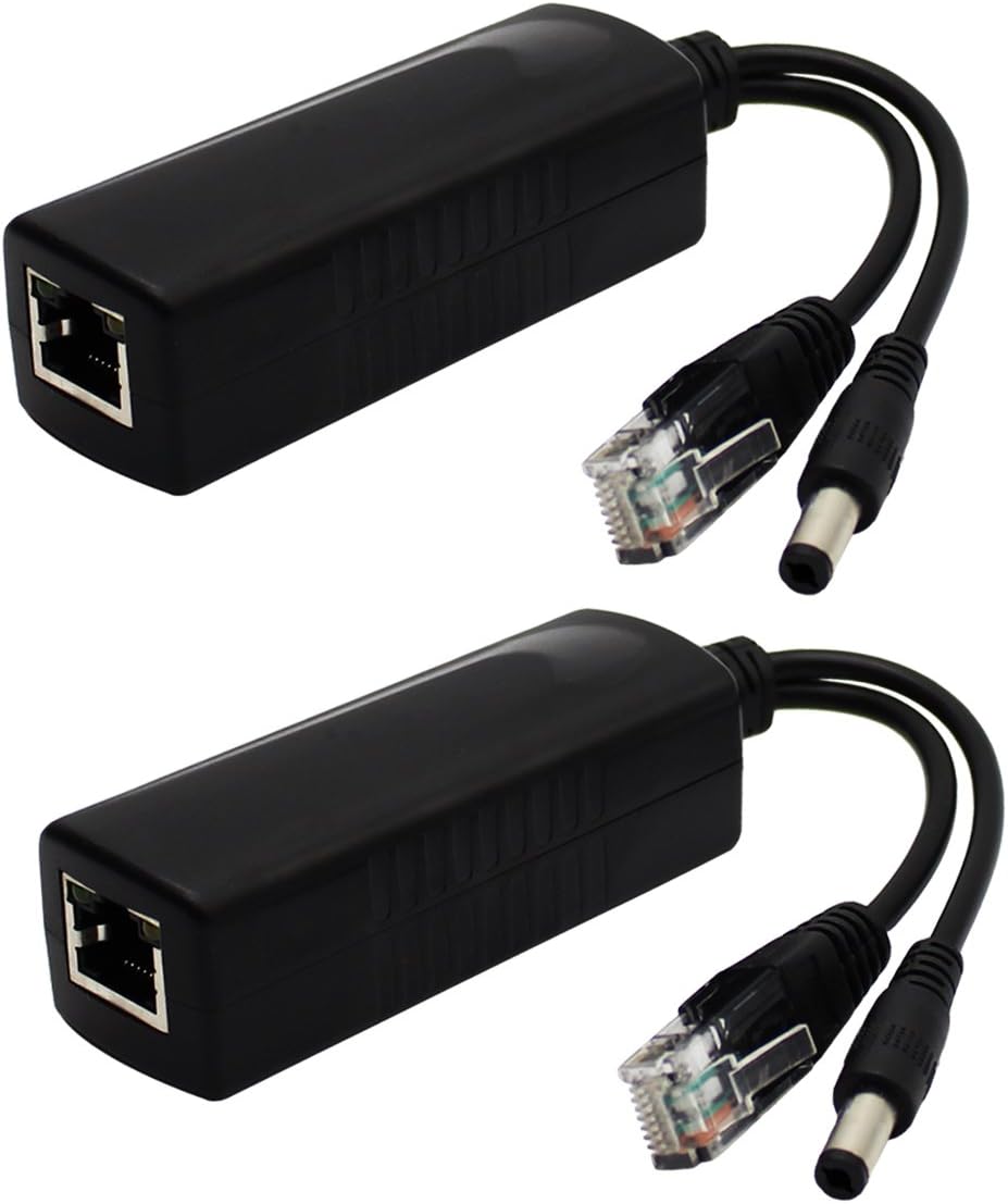 REVODATA Gigabit PoE Splitter 12V/2A DC 5.5*2.1mm Stecker, 48V PoE zu ...