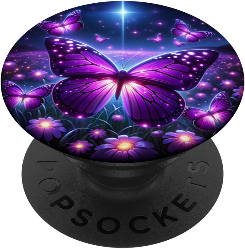 Amazon.com: Purple Butterflies And Flowers PopSockets Adhesive PopGrip ...