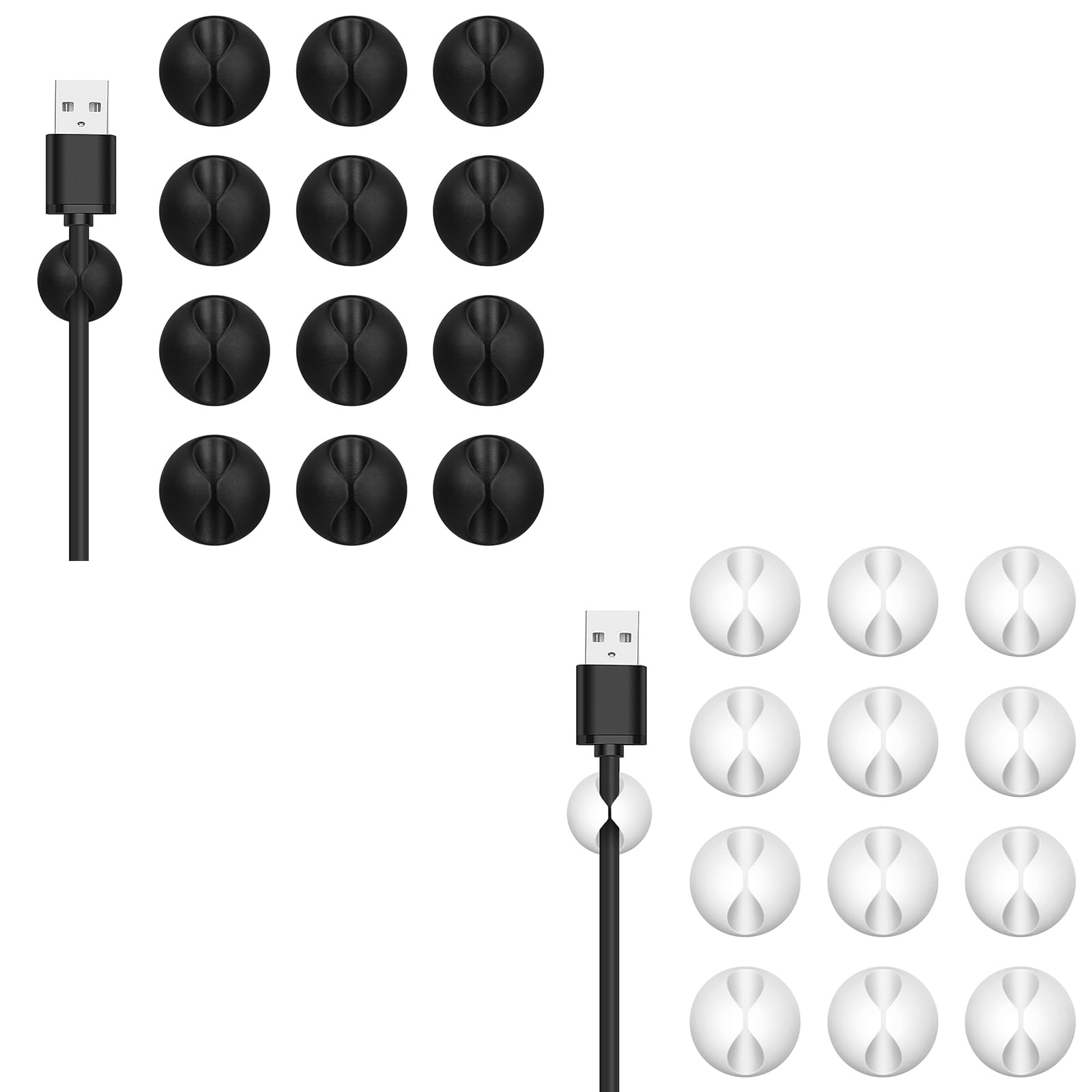 Amazon.com: 24pcs Cord Holder Cable Clips(12pc Black+12pcs White ...