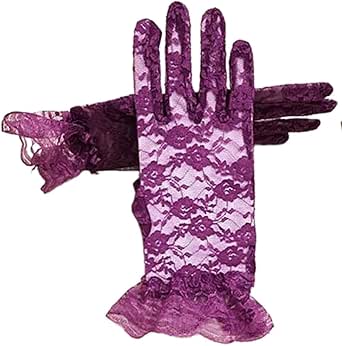 Amazon.com: AISIBO Purple Lace Gloves for Women - Elegant Short Sun ...