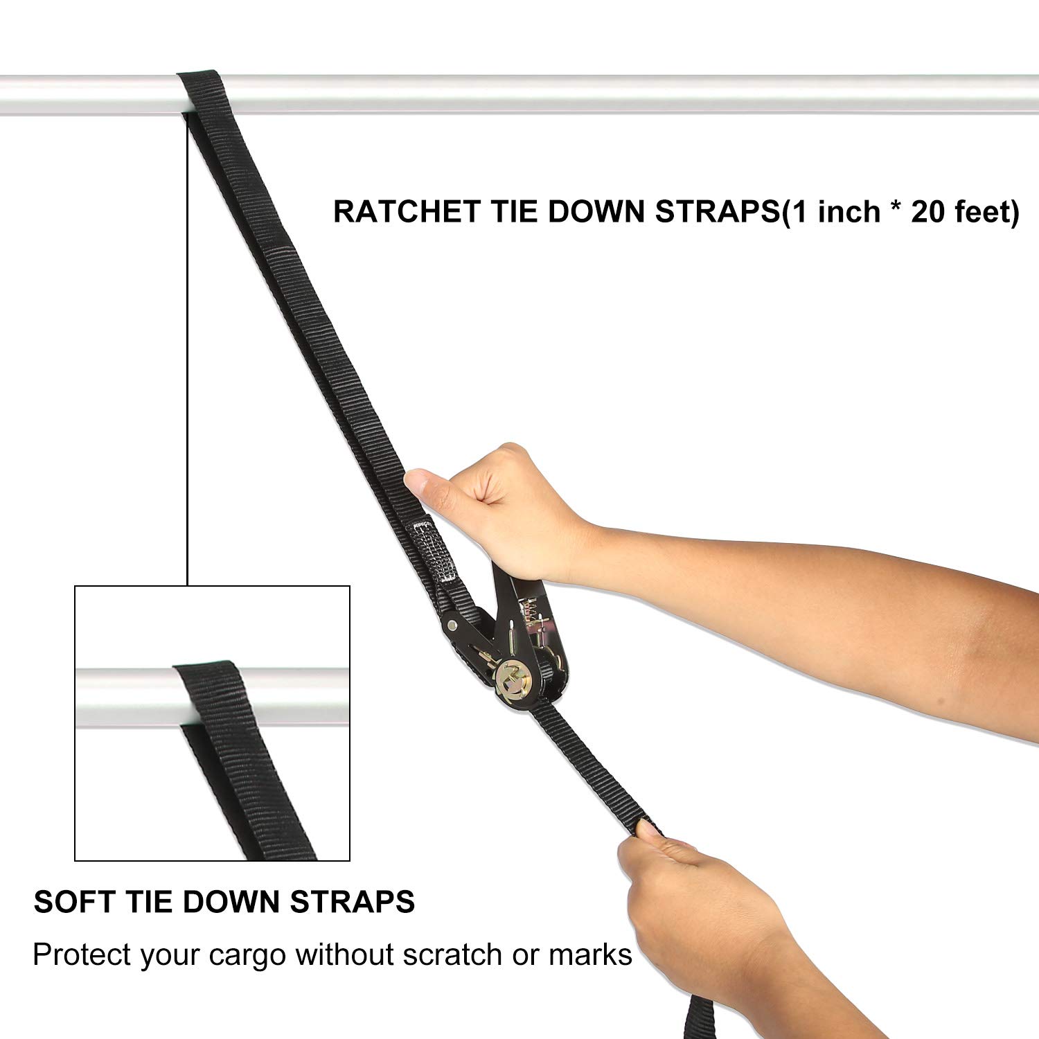 Snapklik.com : Ratchet Tie Down Straps Heavy Duty Locking Straps 4 Pack ...