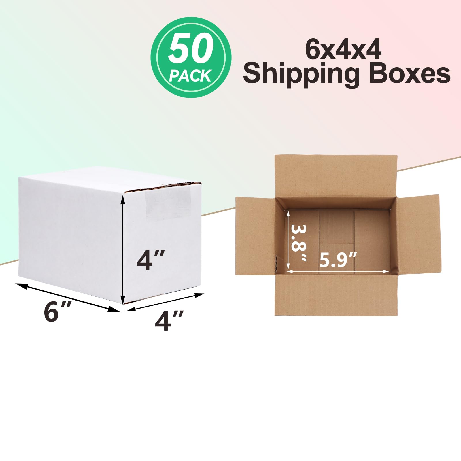 PETAFLOP 6x4x4 Shipping Boxes 50 Pack, White Cardboard Boxes Kraft ...