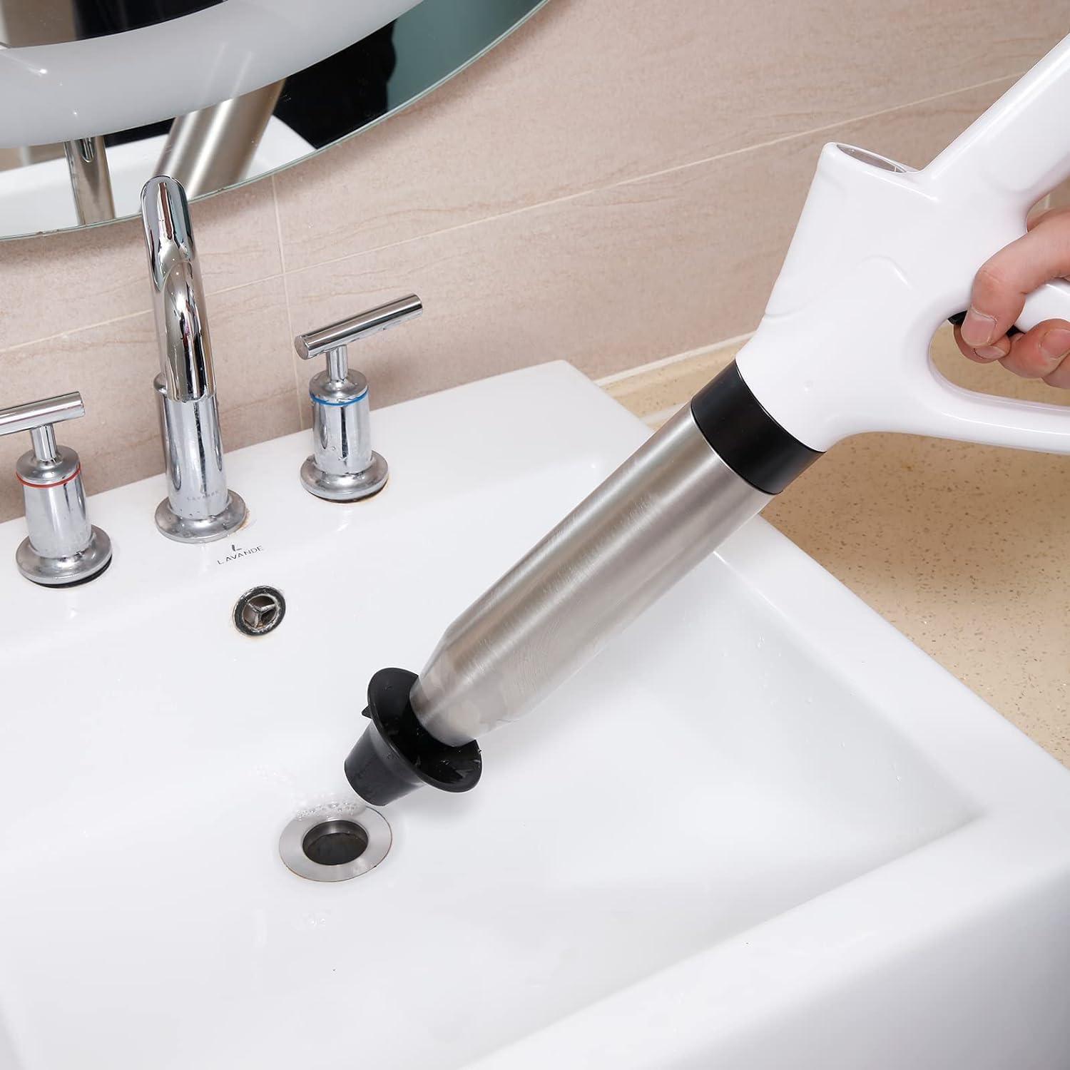 Stainless Steel Toilet Plunger Adapter High Pressure Air Drain Blaster ...