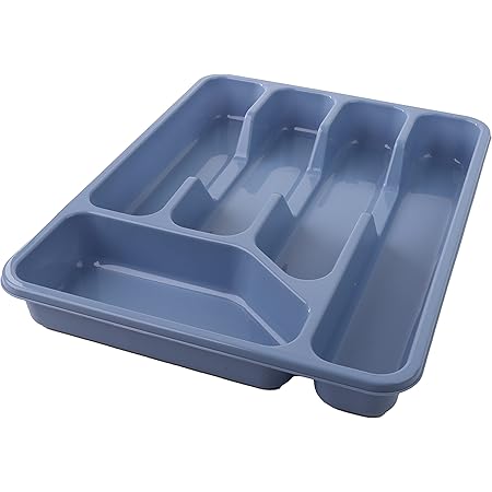 DIVCHI 5 Compartment Plastic Cutlery Tray Kitchen Drawer Organiser Rack ...