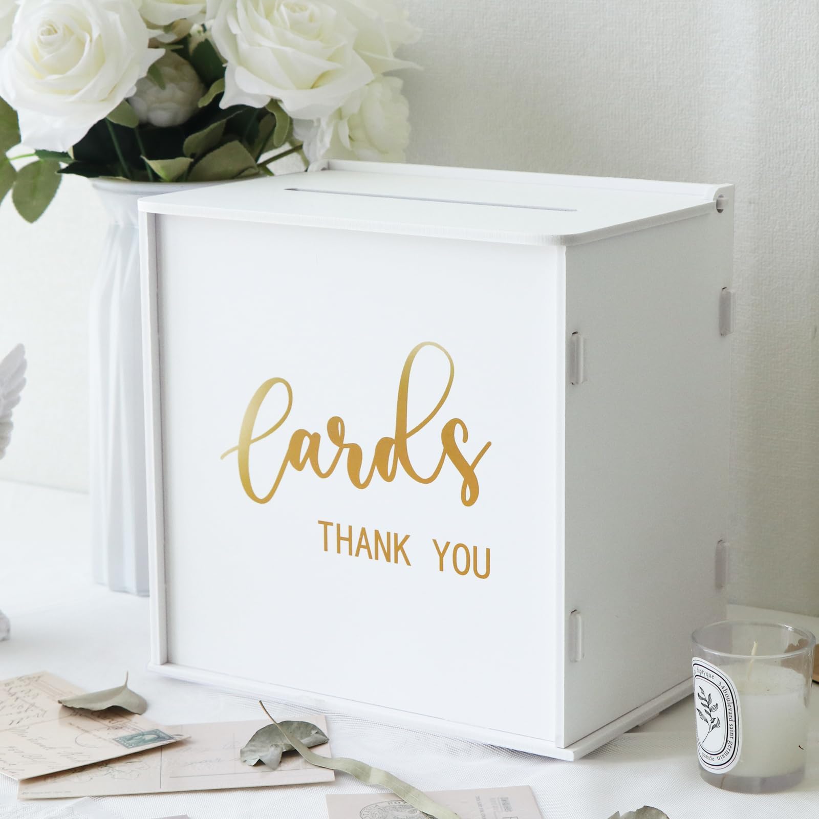 Amazon.com: Hooqict White Wooden Wedding Card Box Large Rustic Gift ...