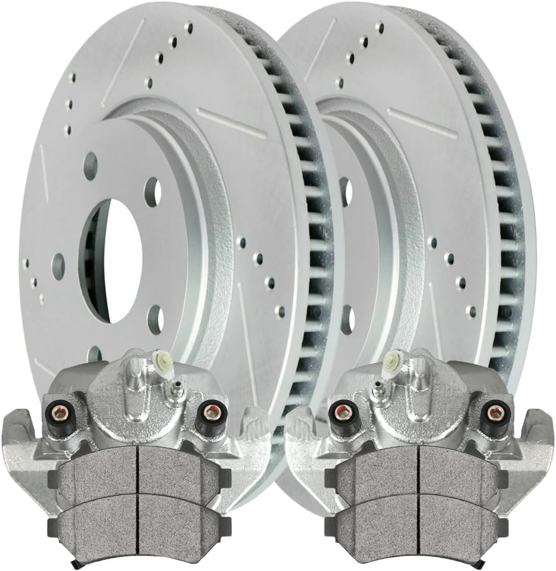 Amazon.com: AutoShack Front Drilled & Slotted Brake Rotors Ceramic Brake Pads Calipers ...