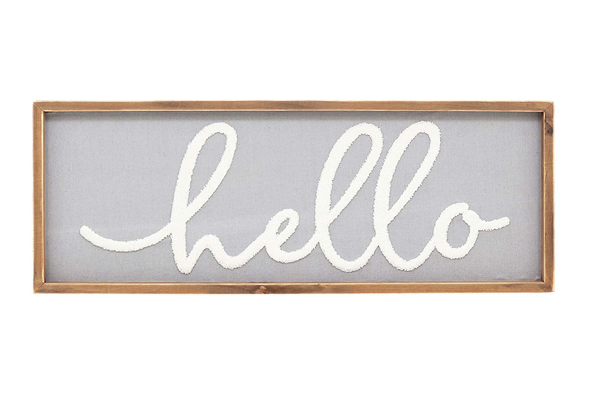 PARISLOFT Hello Wood Framed Wall Hanging Sign,Fabric Background ...