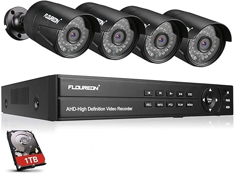 FLOUREON CCTV Security Camera Systems 1TB HDD 8 Channel 1080N AHD DVR ...