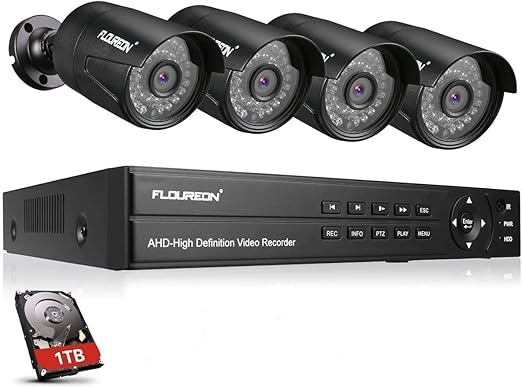 FLOUREON CCTV Security Camera Systems 1TB HDD 8 Channel 1080N AHD DVR ...