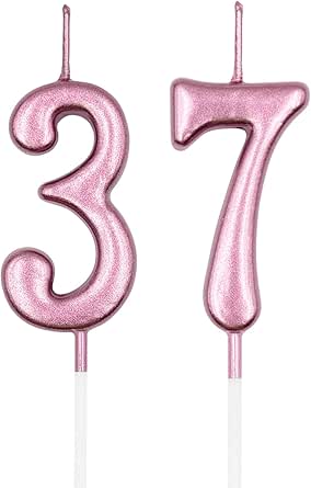 Amazon.com: 37th & 73rd Birthday Candles, Rose Gold Number 37 73 Candle ...