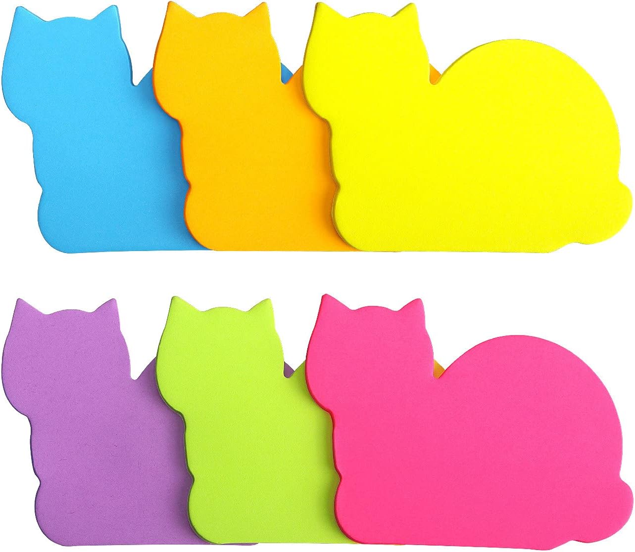 Amazon.com : Cute Cat Sticky Notes 6 Color Bright Colorful Sticky Pad ...