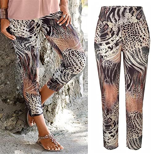 Damen Sommerhose Leicht Freizeithose Frauen Bedruckte Hohe Taille Druck ...
