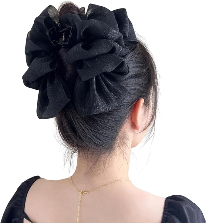 Amazon.com : Peticehi Bow Bubble Clips, Chiffon Silk Hair Clips ...