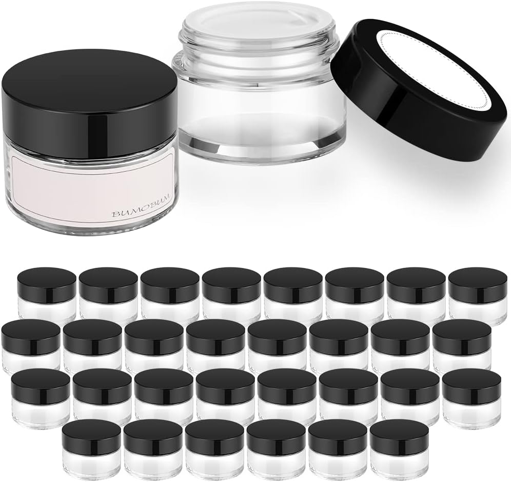 Amazon.com: 1 oz Glass Jars with Lids,3 Pack Clear Small Glass Cosmetic ...