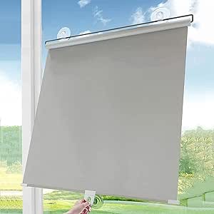 Amazon.com: Roller Blinds with Suction Cups, Sunscreen Blackout Windows Roller Shades ...