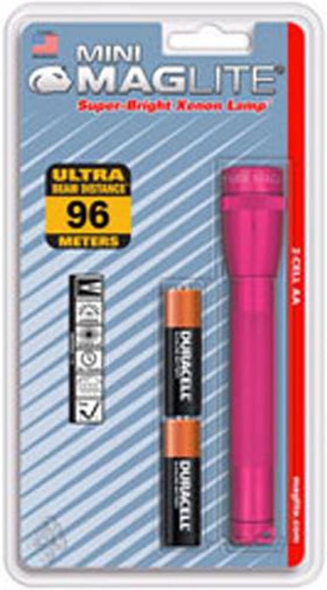 MagLite Mini 2-Cell AA Incandescent Flashlight, 14 Lumens, Pink ...