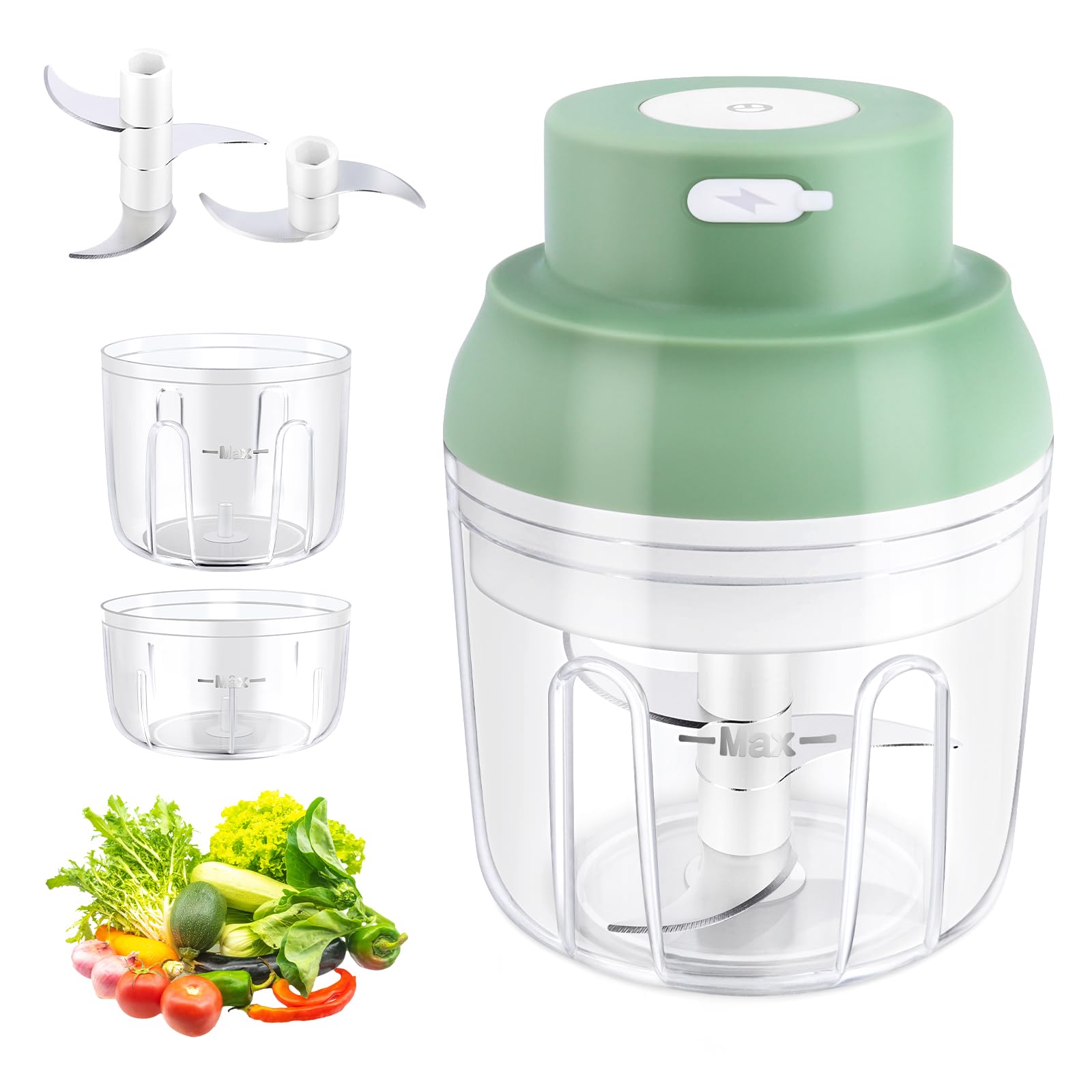 250 ml Portable Mini Vegetable Chopper, Electric Rechargeable USB ...