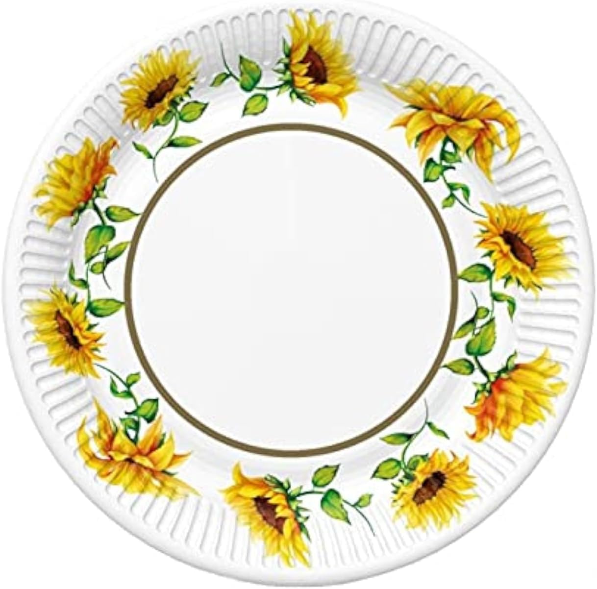 Amazon.com: 9" Wood Grain Sunflower Dessert Paper Plates Warm Sunmmer ...