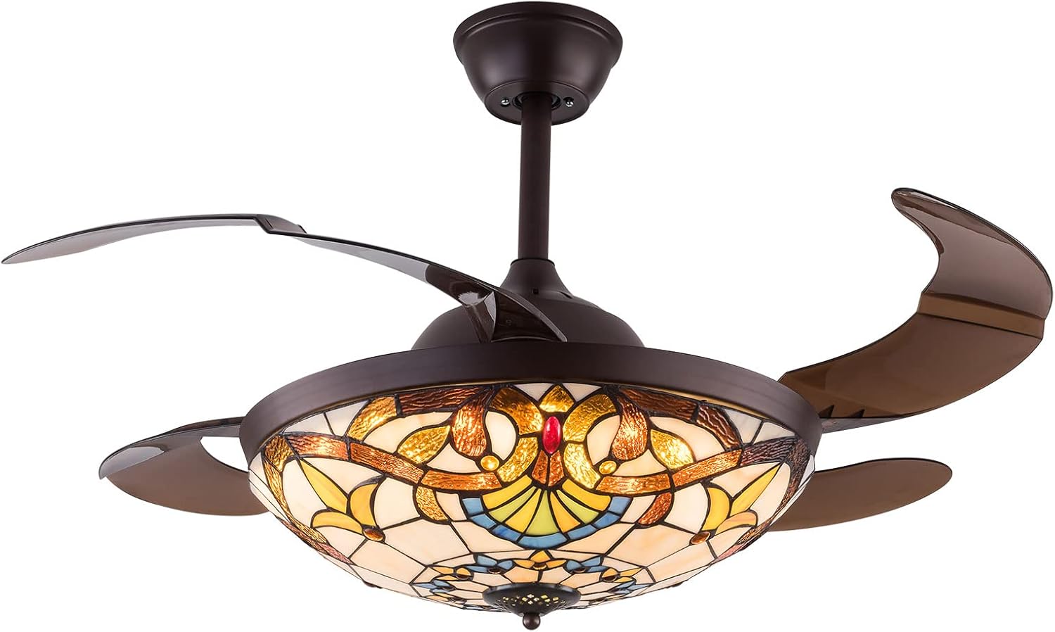 RustyVioum 42" Retractable Ceiling Fan, 3 Color 3 Speed Retractable ...