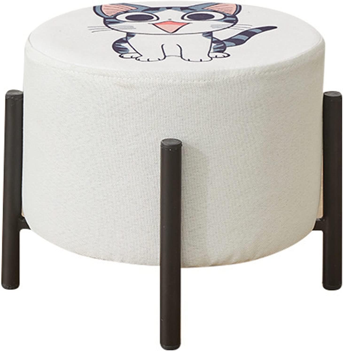 Round Adjustable Height Ottoman With Anti-Slip Pad Legs,Vanity ...