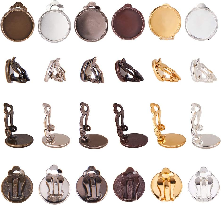 Amazon.com: PH PandaHall 60pcs Clip-On Earring Converters 6 Colors Flat ...