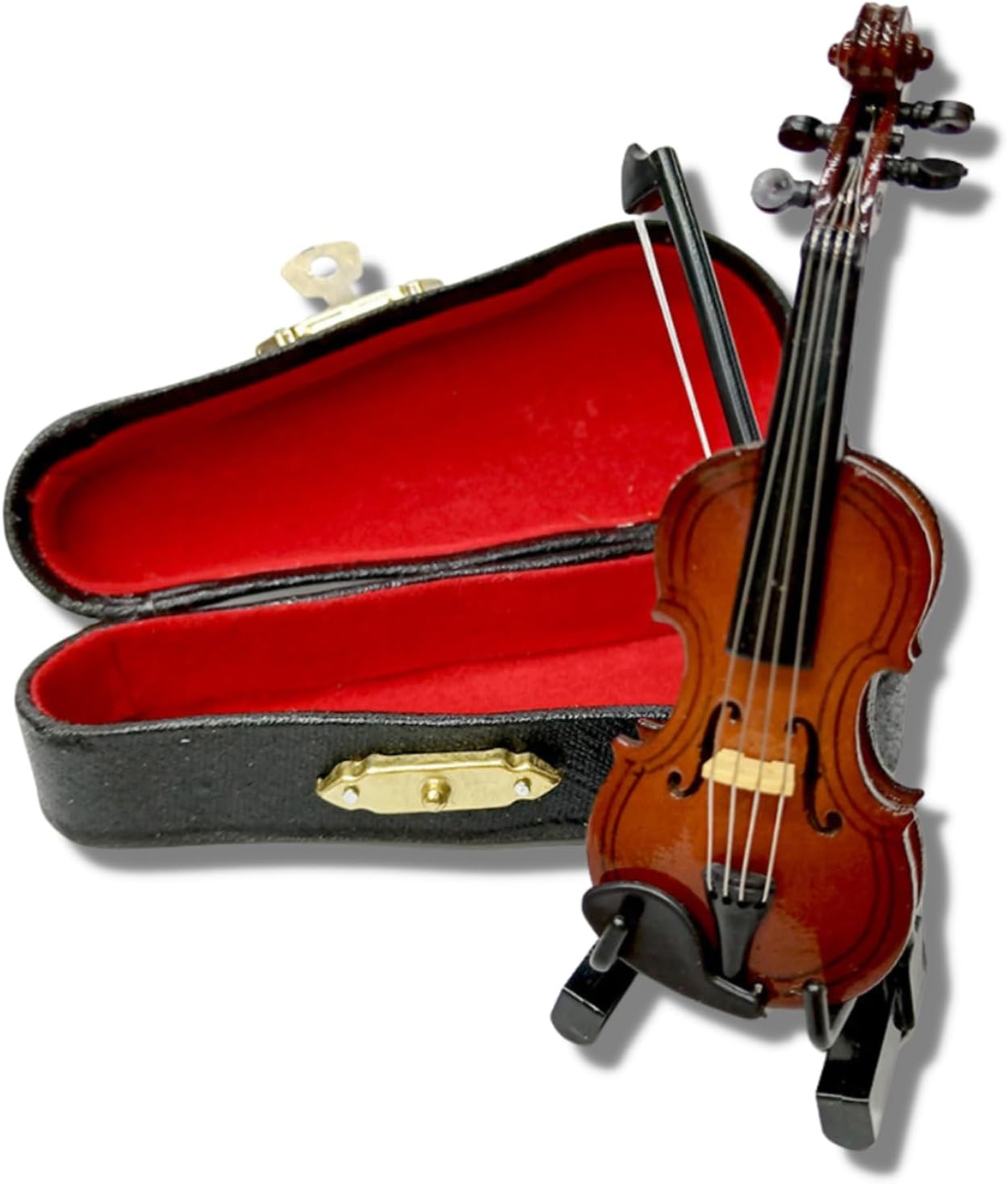 AUCANNIO Miniature Violin, Tiny Wooden Instrument Model with Stand, Bow ...
