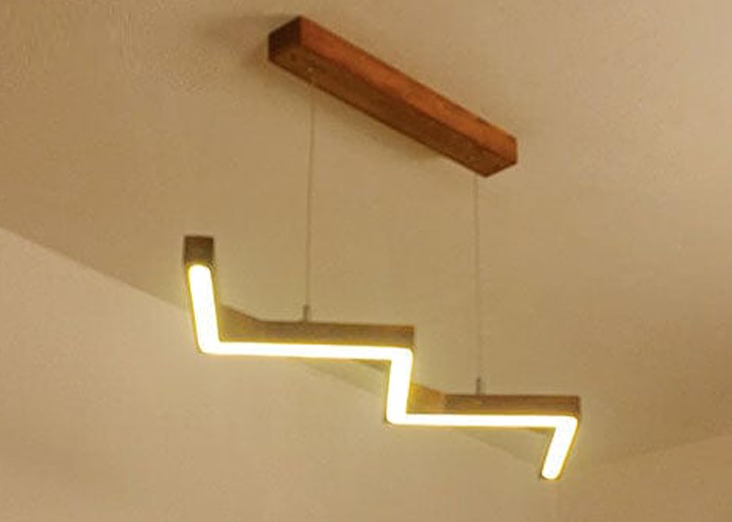 Buy KASTENGLOW Wooden Zig Zag Shape Hanging Ceiling Light Table Kitchen ...