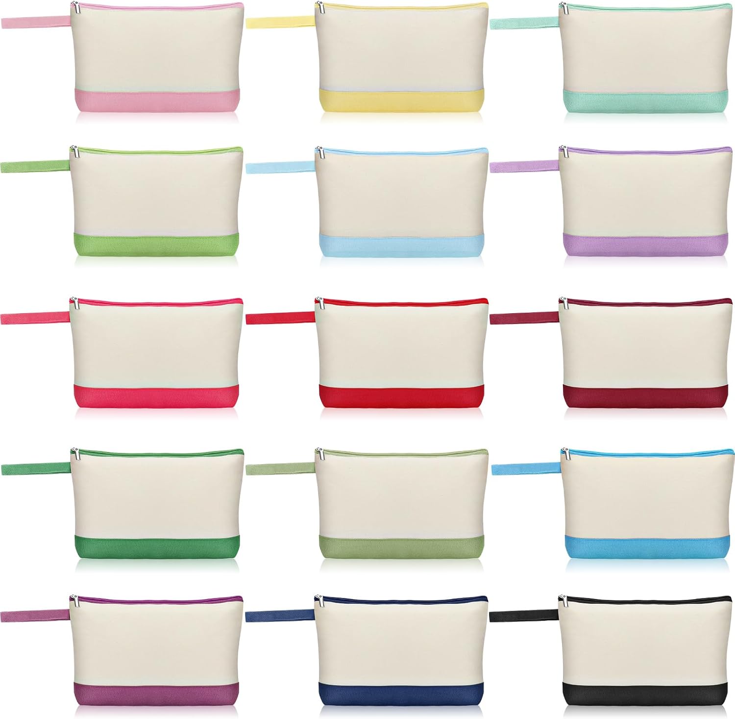 Amazon.com: Silkfly 15 Pcs Cotton Canvas Makeup Bags Canvas Cosmetic ...