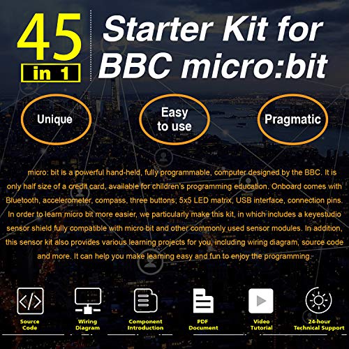 KEYESTUDIO Kit de démarrage de 45 capteurs pour BBC Microbit V2.2 V2 V1 ...