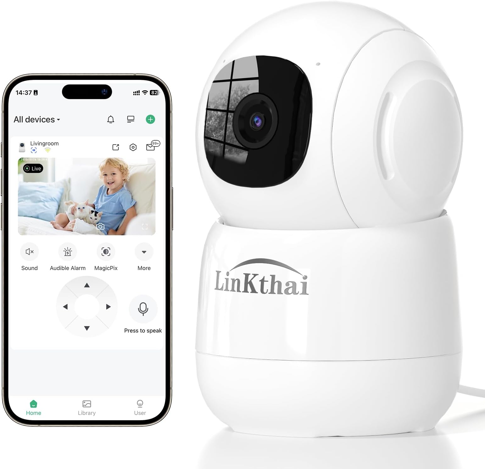 Amazon.com : Linkthai Camera for Home Security, 4MP Pet Camera with ...